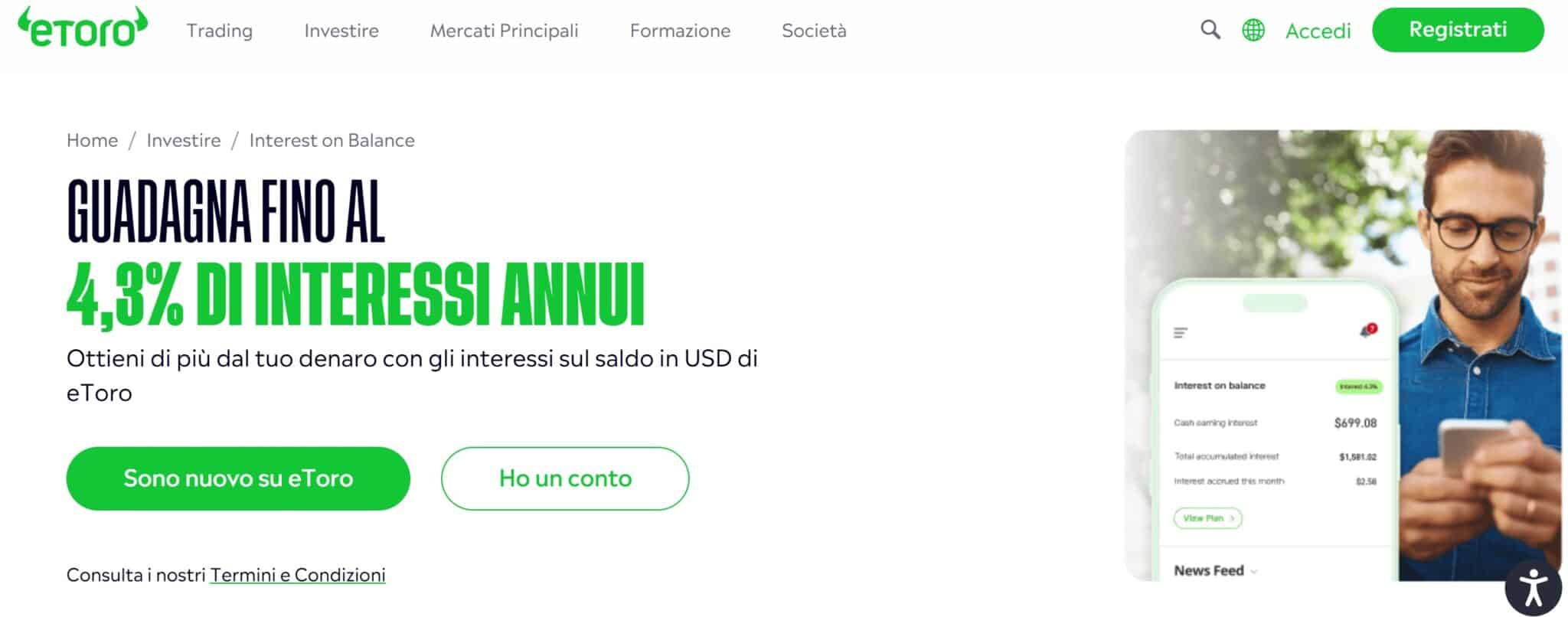 eToro Conto Deposito: Come Attivare l'Interest on Balance